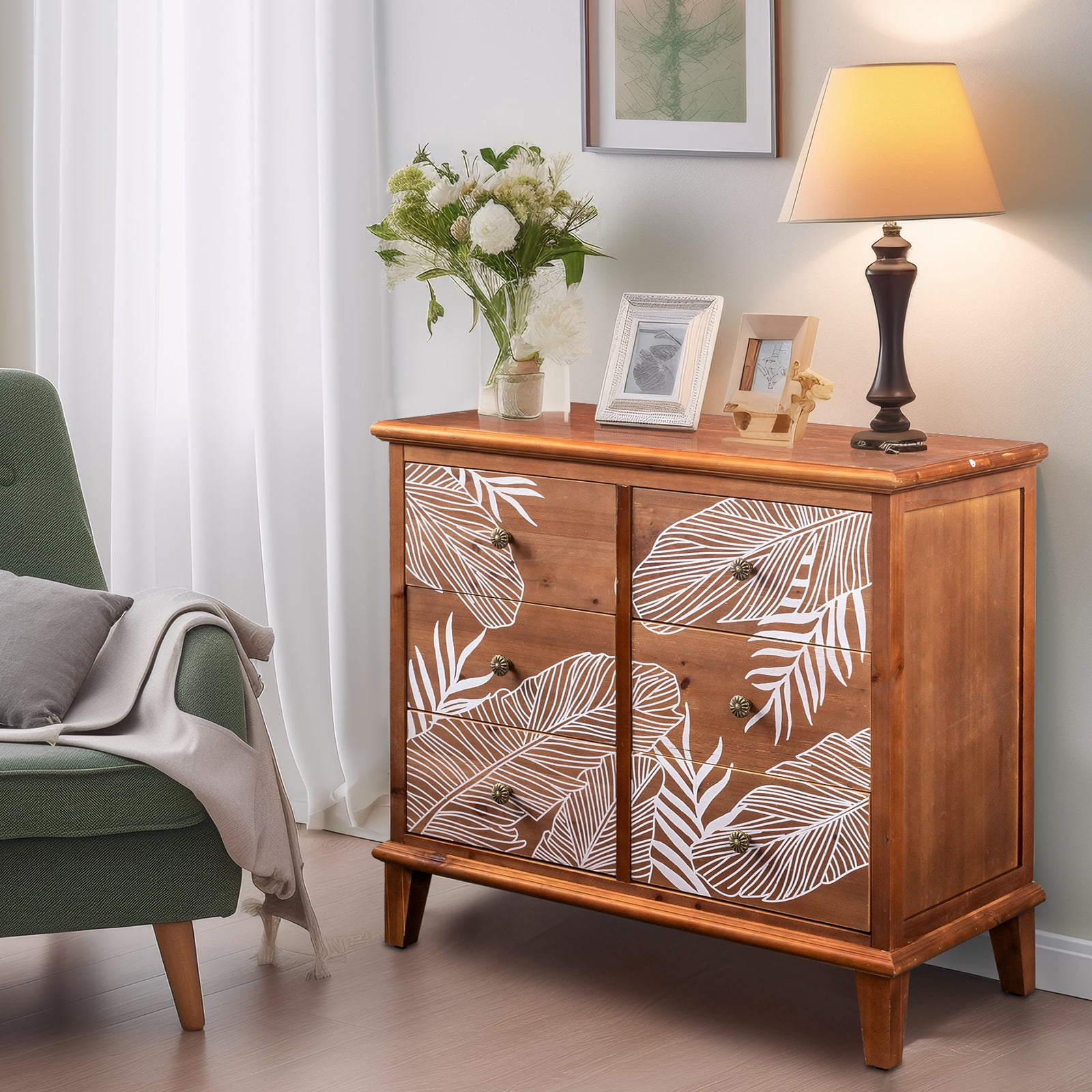 Zimtown 6-Drawer Dressers Chests Bedroom Entry Storage Side Cabinet ...
