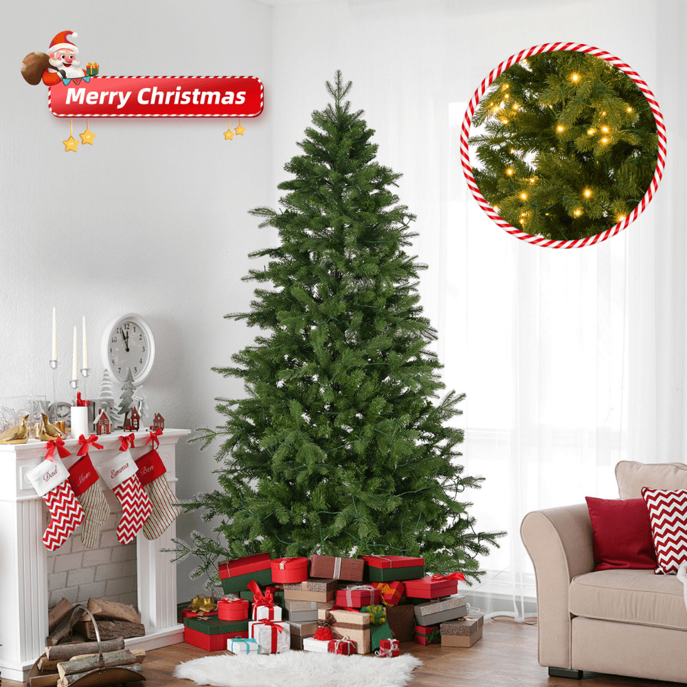 Zimtown 6 FT Pre-lit Christmas Tree, Spruce Tree with 300 LED Lights ...
