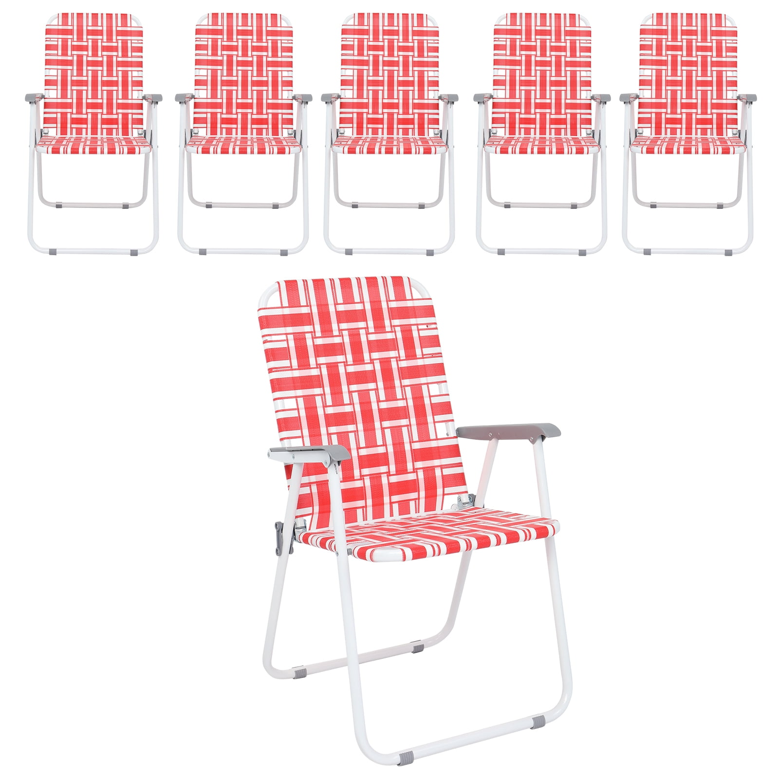 Zimtown 6 Pack Lawn Chair Set Patio Folding Web Outdoor Portable ...