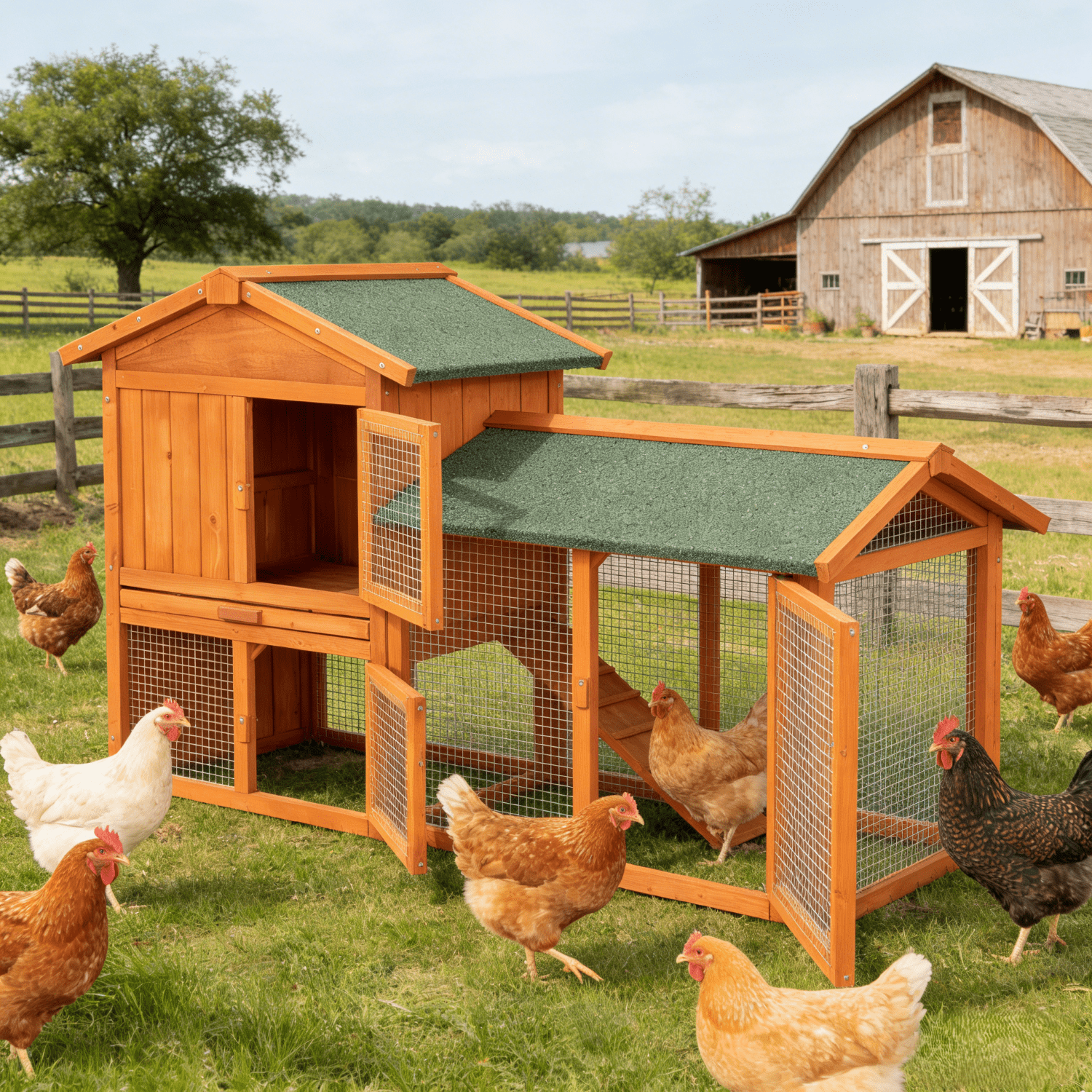 "Zimtown Outdoor 61"" L Wooden Chicken Coop, Predator Proof Hen House ...