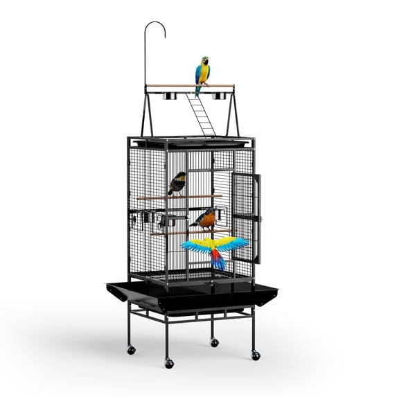 Zimtown 68in Wrought Iron Bird Cage, Portable Travel Carrier with ...