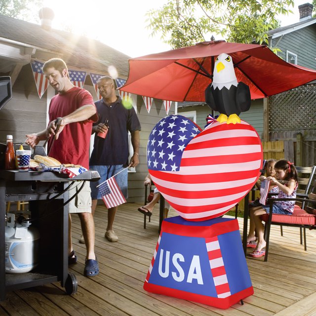 Zimtown 6FT Inflatable American Flag Decoration Patriotic Independence ...