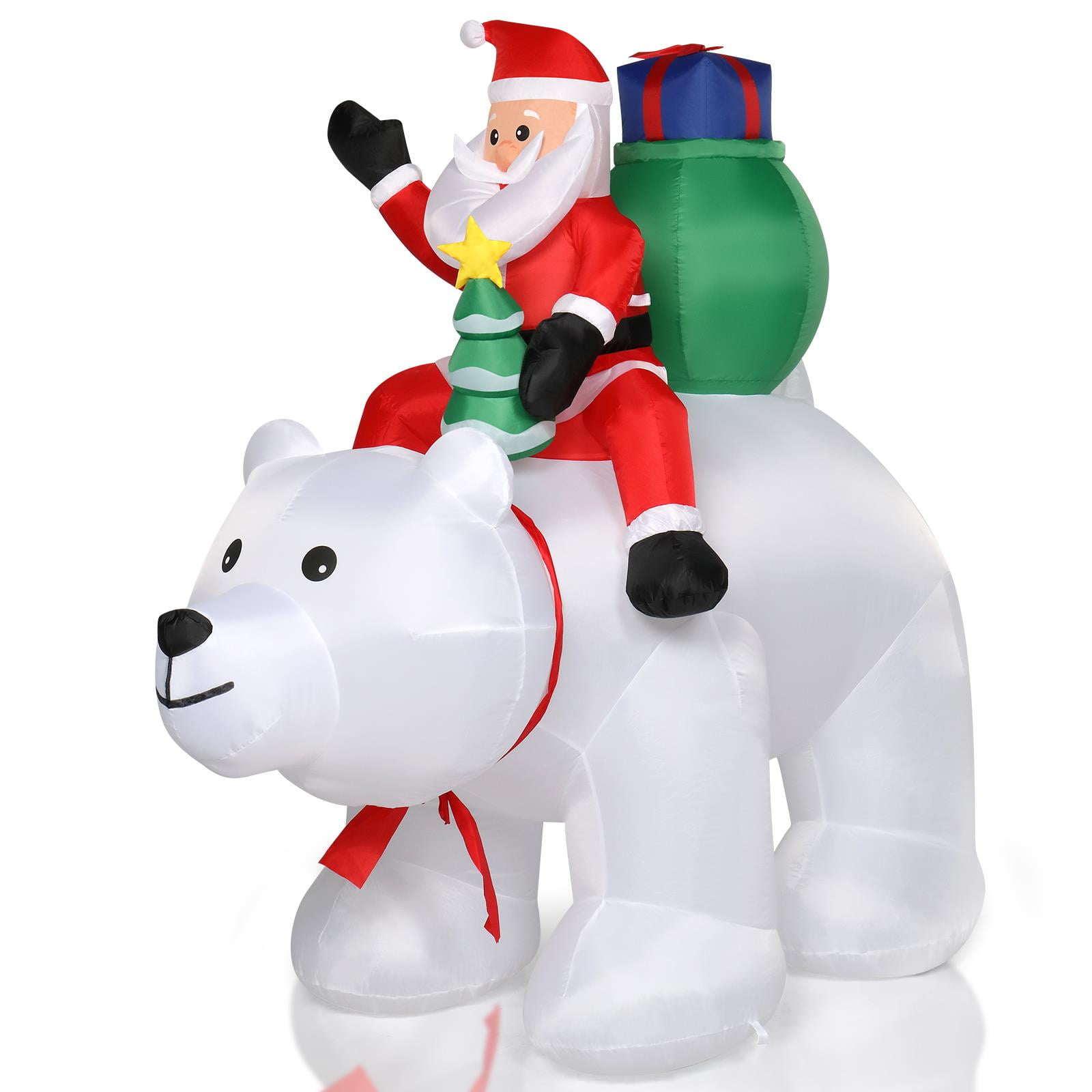 Zimtown 6FT Inflatables Santa Claus Riding Polar Bear with Gift Boxes ...