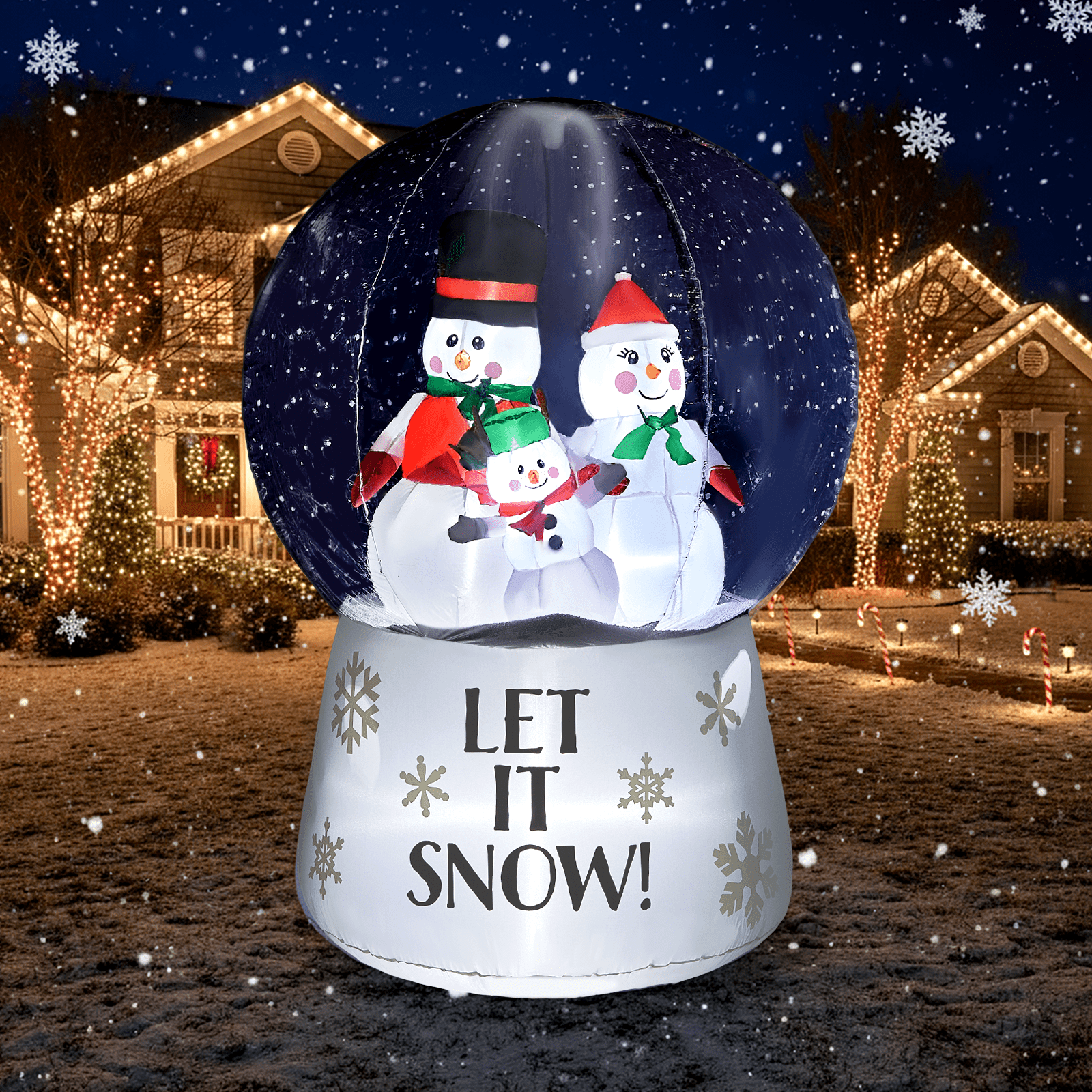 Zimtown 6FT Inflatables Snowman Family Snow Ball Inflatable for ...