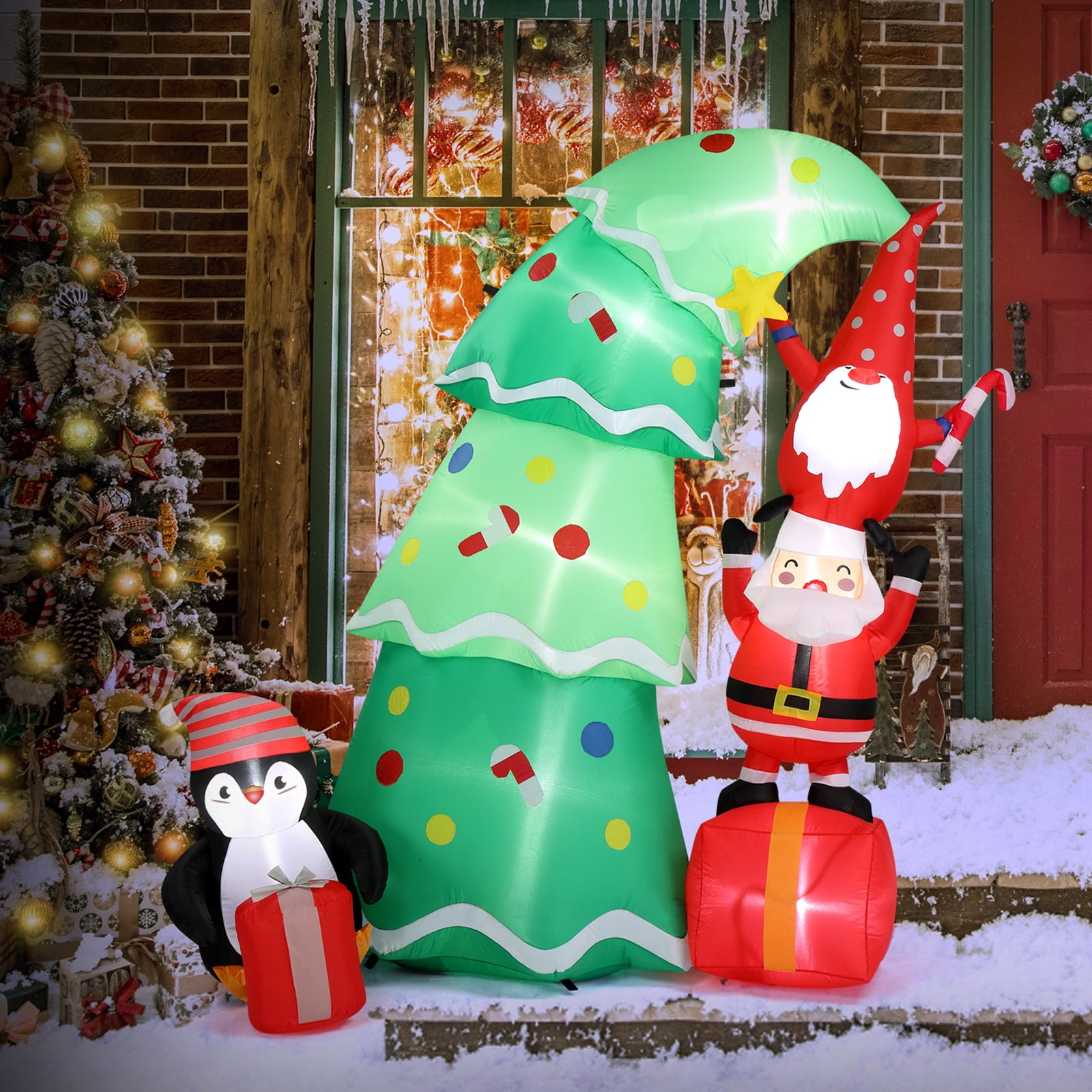 Zimtown 6ft Inflatable Christmas Tree Decoration,Blow-up Tree with ...