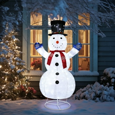 Ktaxon 5FT Snowman Christmas Lighted Snowman with Broom Outdoor ...