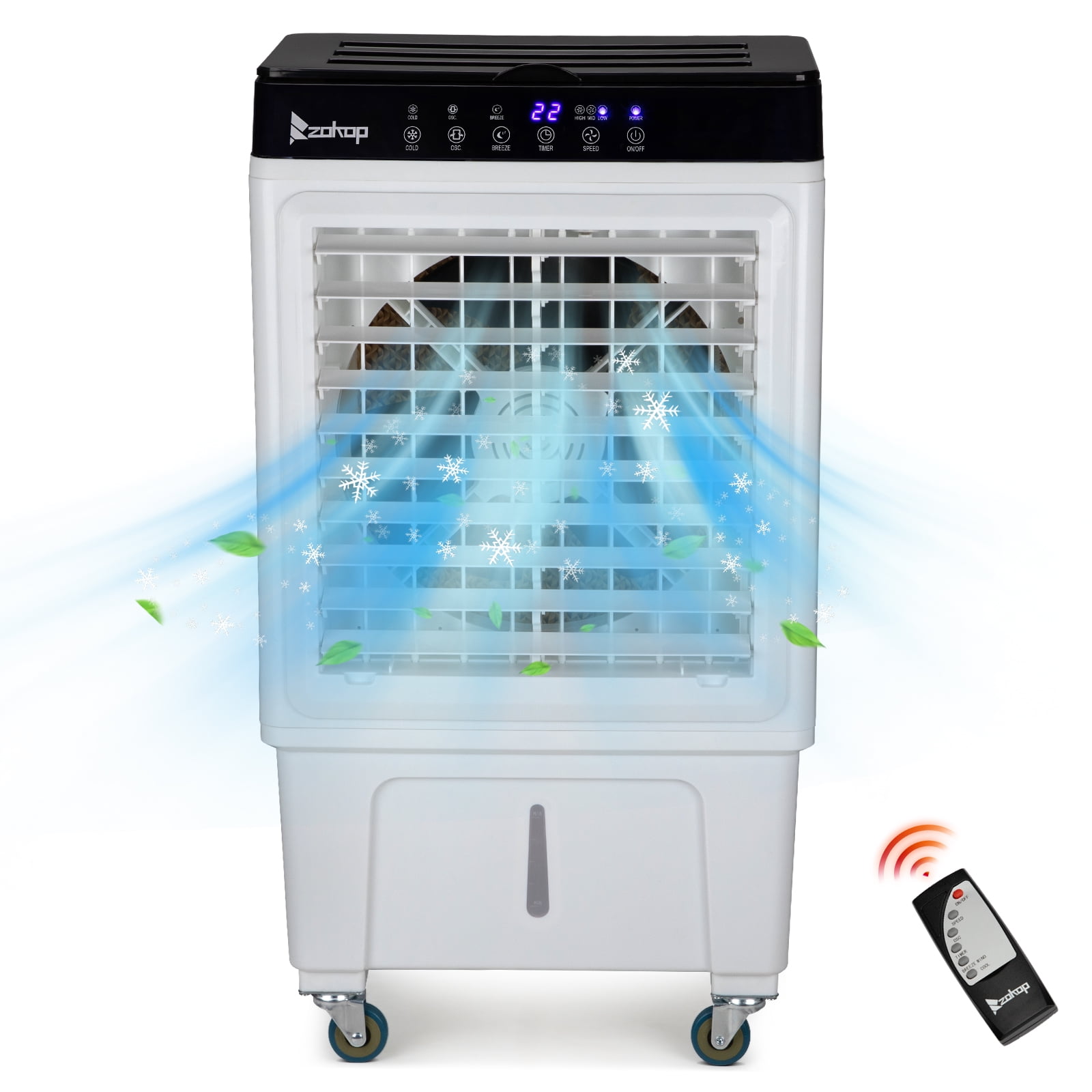 Zimtown 7 9gal Evaporative Cooler 2300cfm Portable 3 Speeds Remote