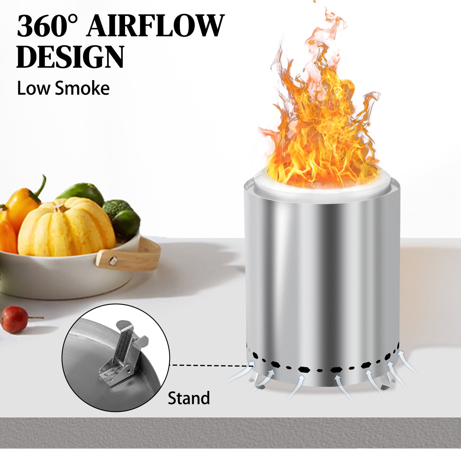 Zimtown 71 x 71 Pellet Carbon Stainless Steel Mini Fire Pit Compact ...