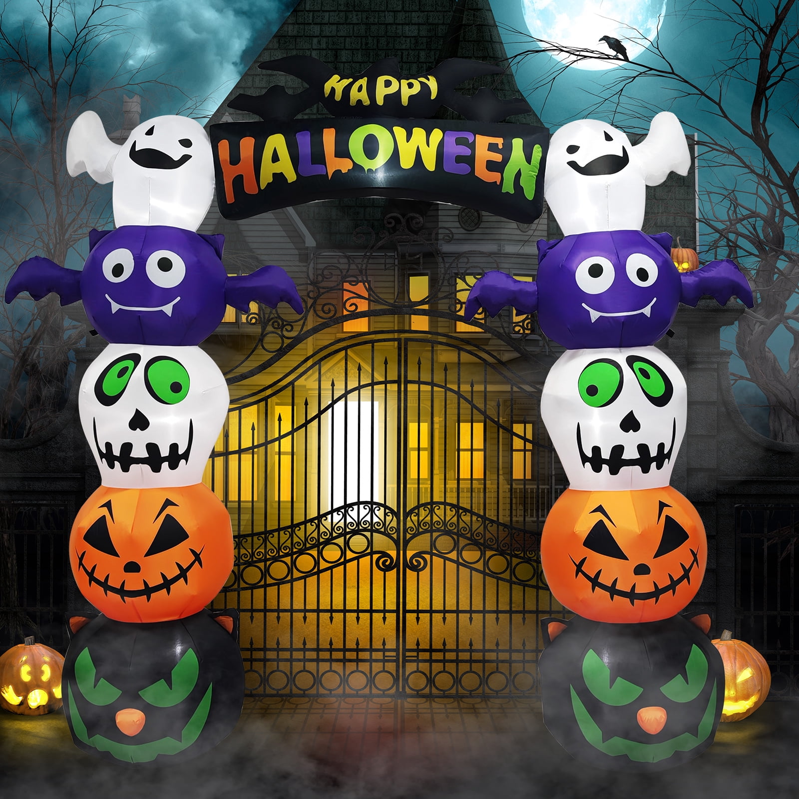 Zimtown 8.5 FT Halloween Inflatables Arch w/ Ghost,Pumpkins,Black Cats ...