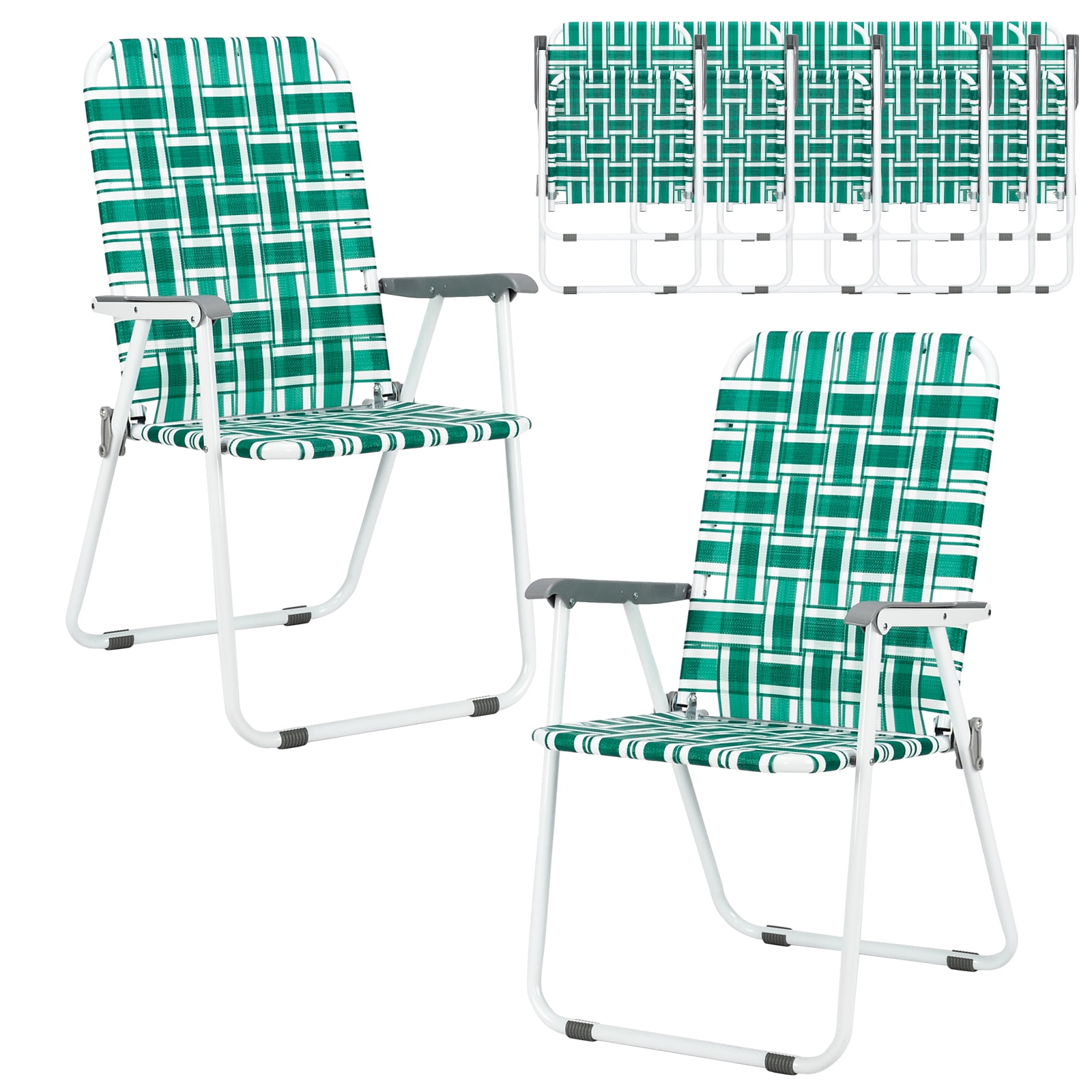 Zimtown 8 Pack Lawn Chair Set Patio Folding Web Outdoor Beach Chair ...