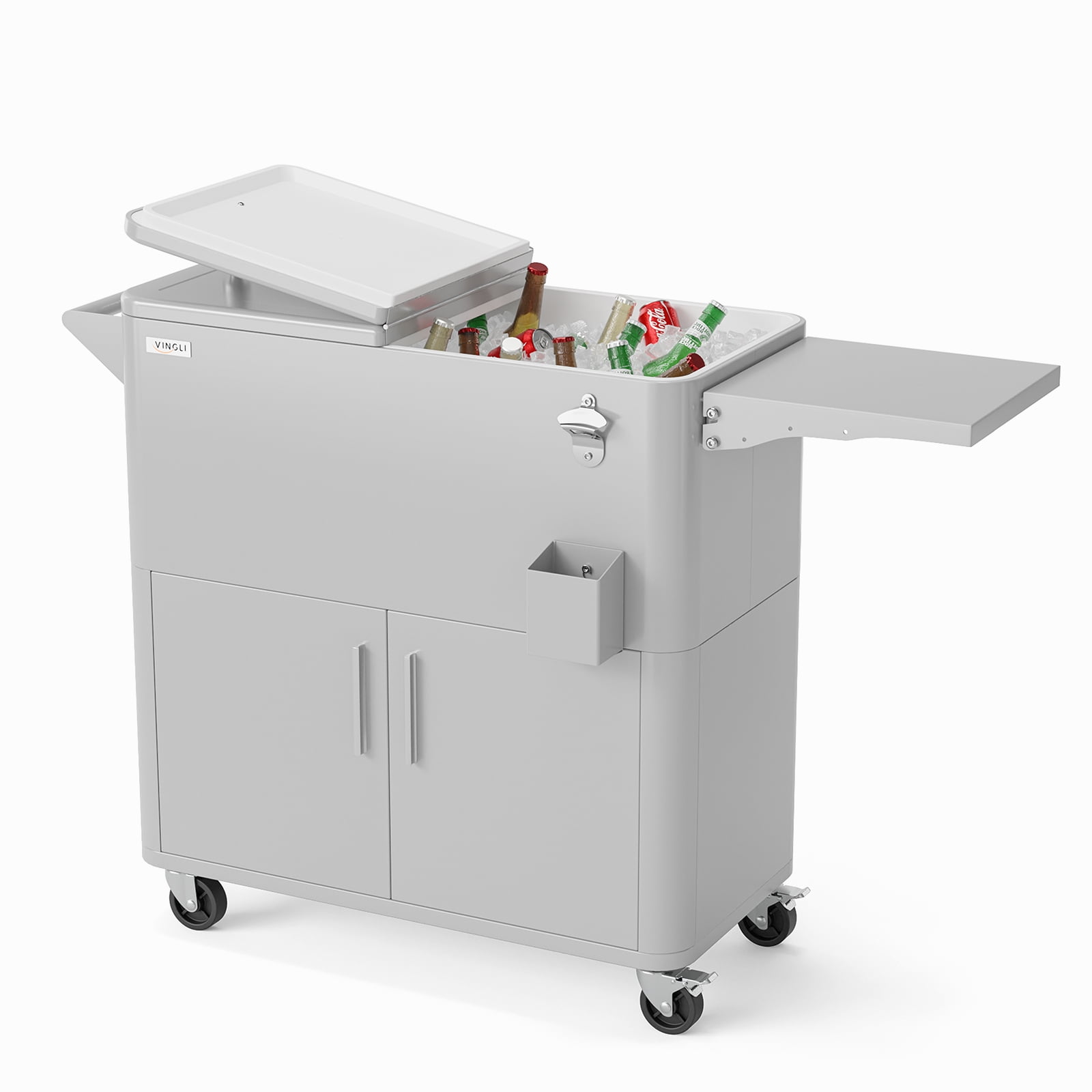 Zimtown 80QT Mobile Cooler Cart – Heavy-Duty Rolling Cooler with Side ...