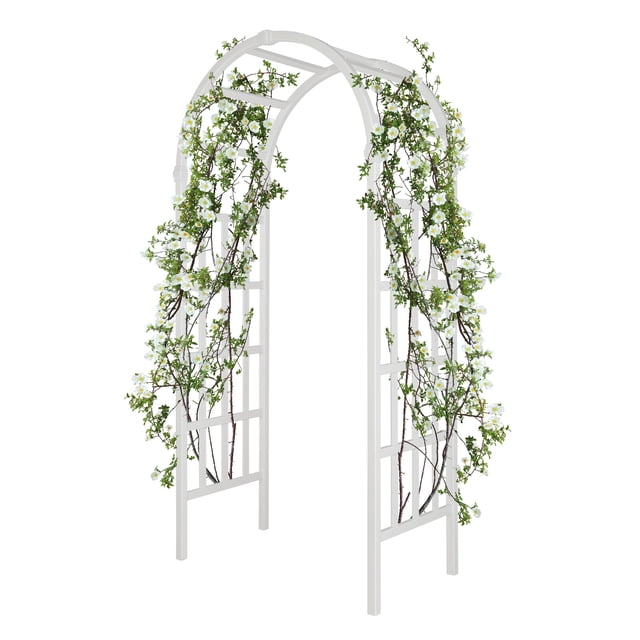 Zimtown 86'' Vinyl Garden Arbor Arch, Outdoor Backyard Trellis for ...