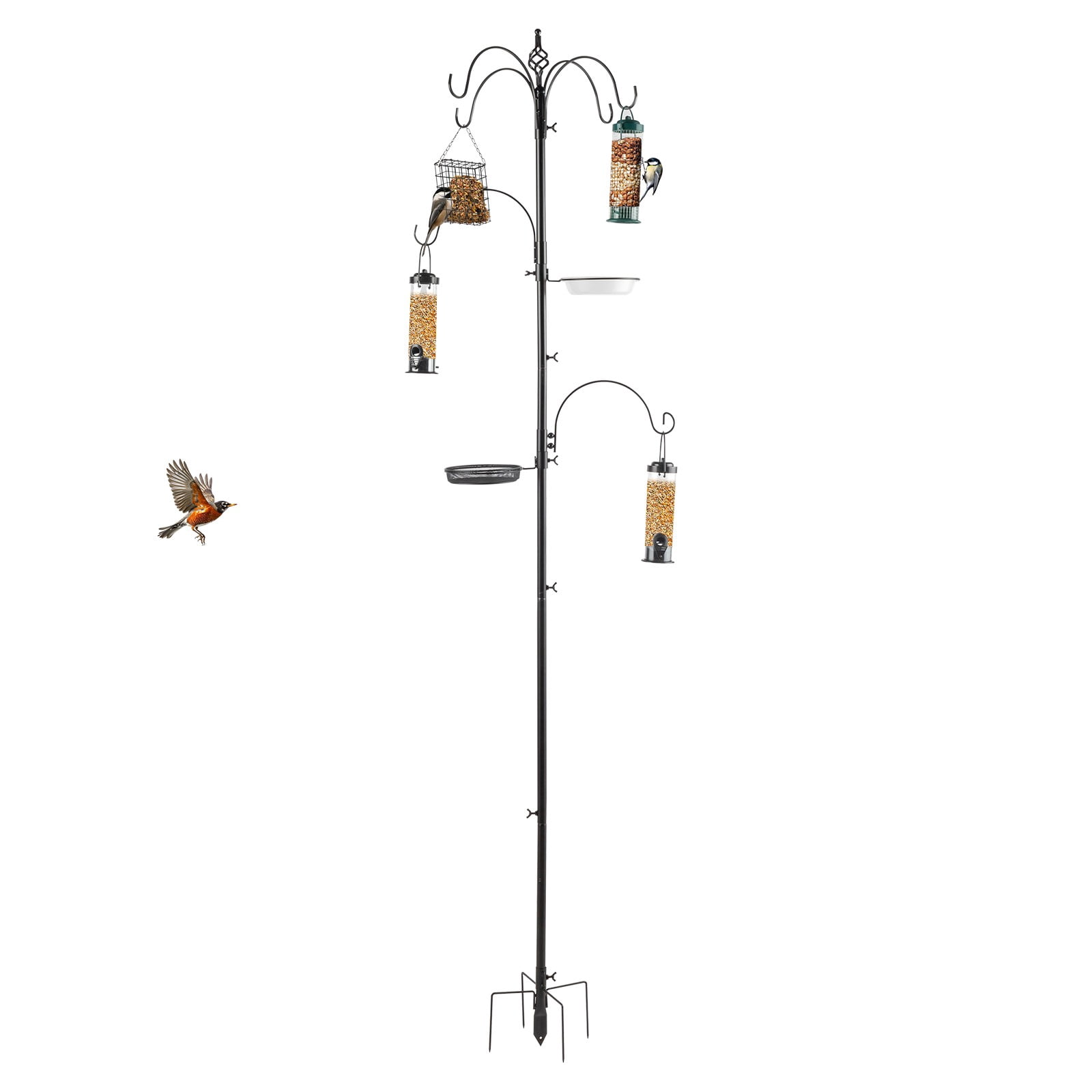 Zimtown 90in Adjustable Bird Feeder Pole with 6 Hooks, Suet Cage ...