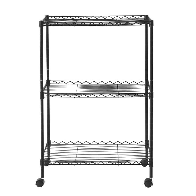 "Zimtown 3-Shelf Metal Utility Cart with Wheels, Adjustable Storage ...