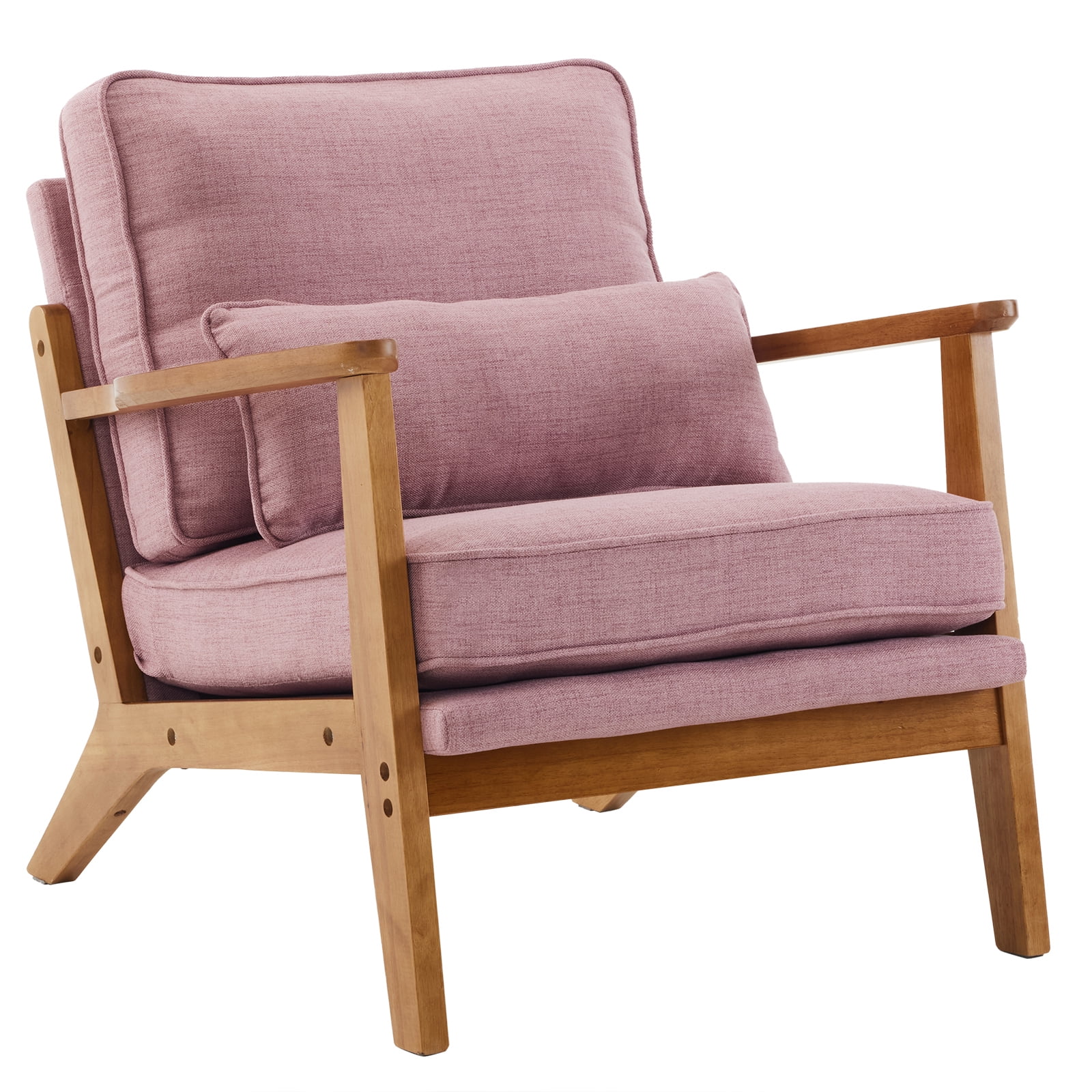 Zimtown Arm Chair, Modern Walnut Oak Accent Chair, Upholstered Cotton ...
