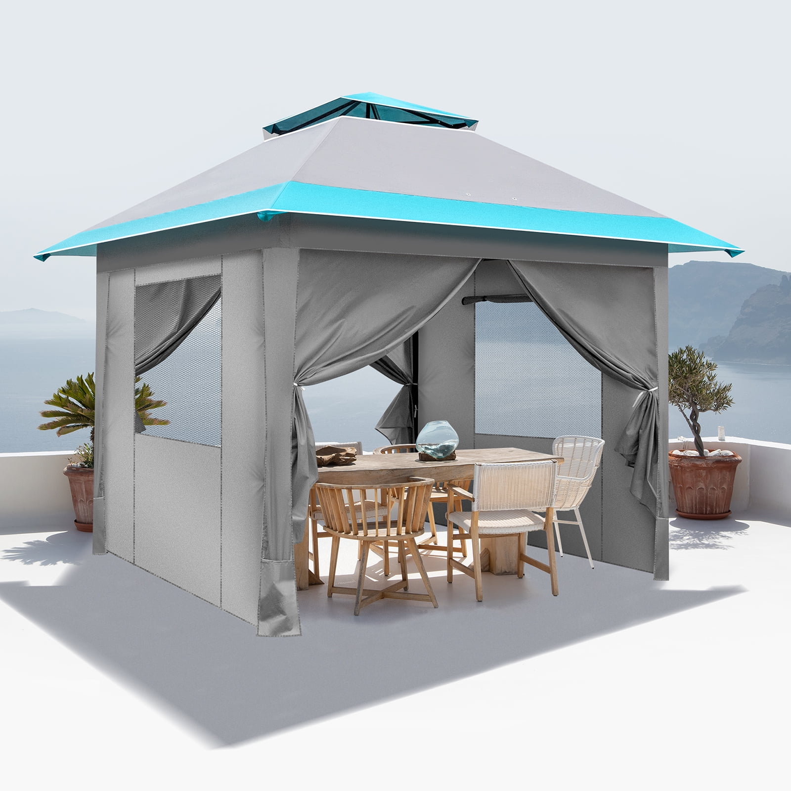 Zimtown 10x10ft Pop-Up Canopy Gazebo, UV Resistant, Waterproof, 4 ...