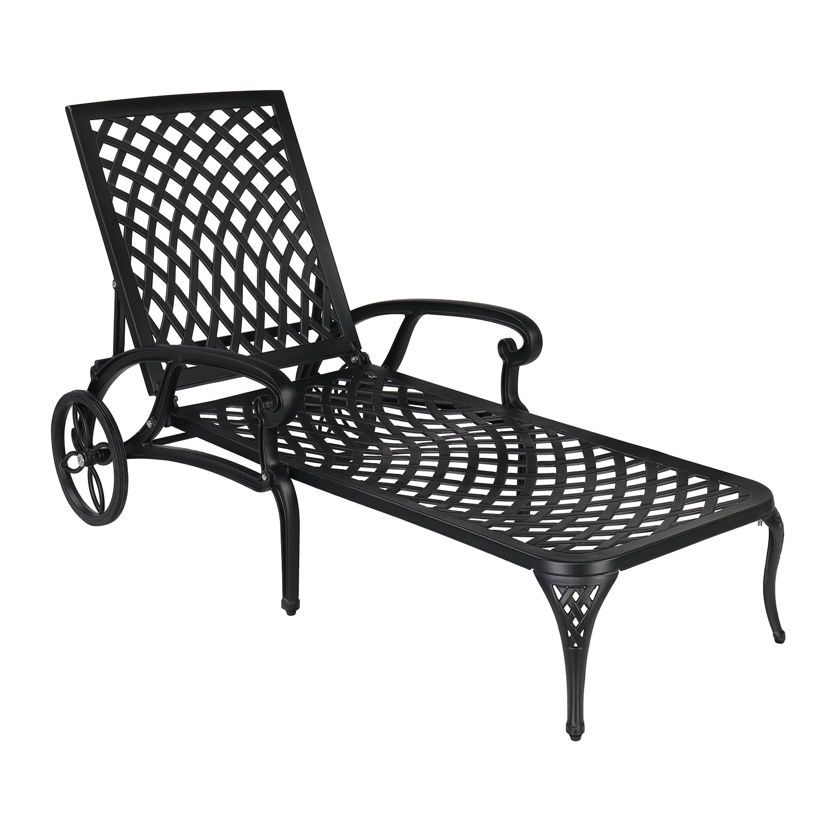 Zimtown Cast Aluminum Adjustable Patio Recliner Lounge Chair, Poolside ...