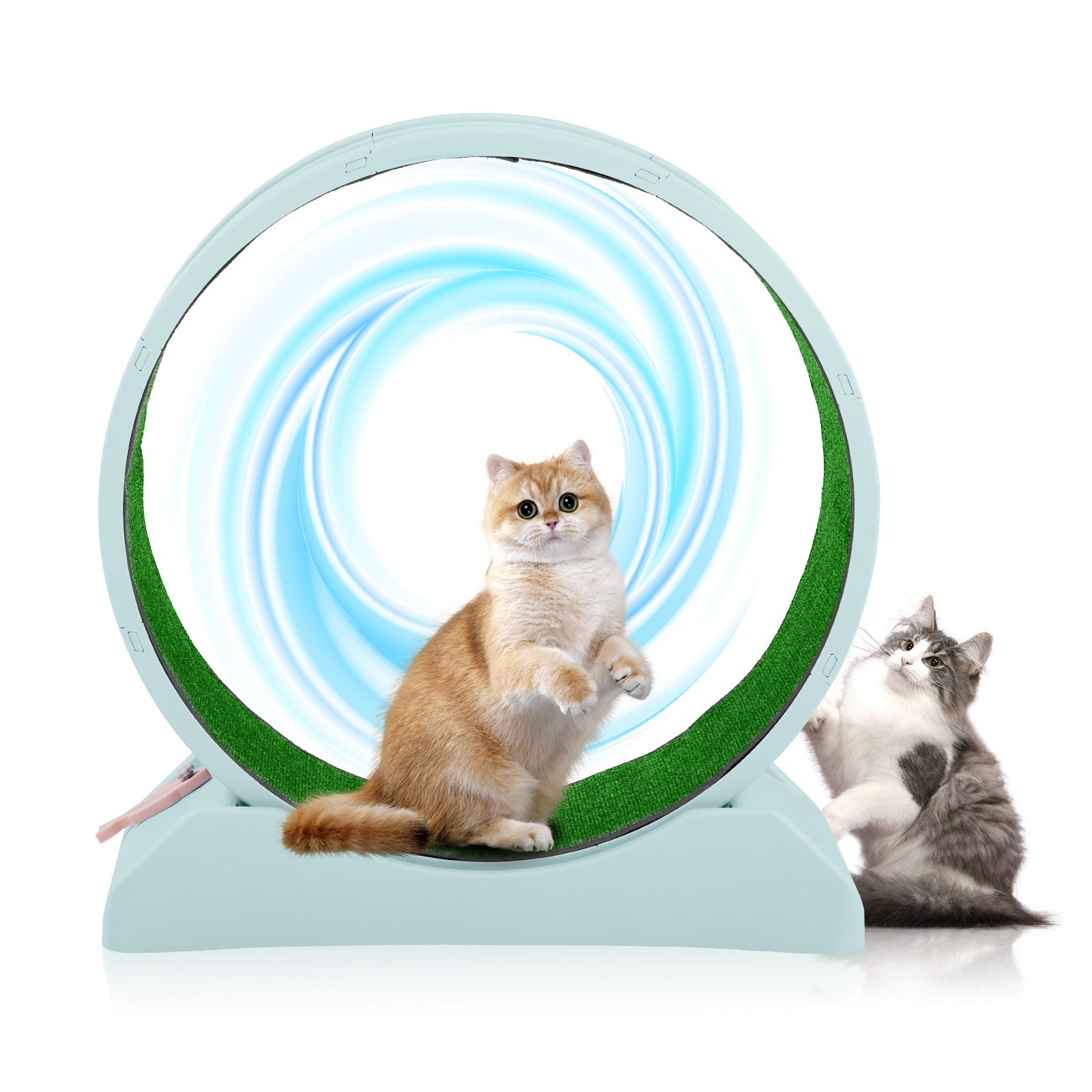 Zimtown Cat Exercise Wheel with Green Mat & Teaser Wand, M 10kg ...