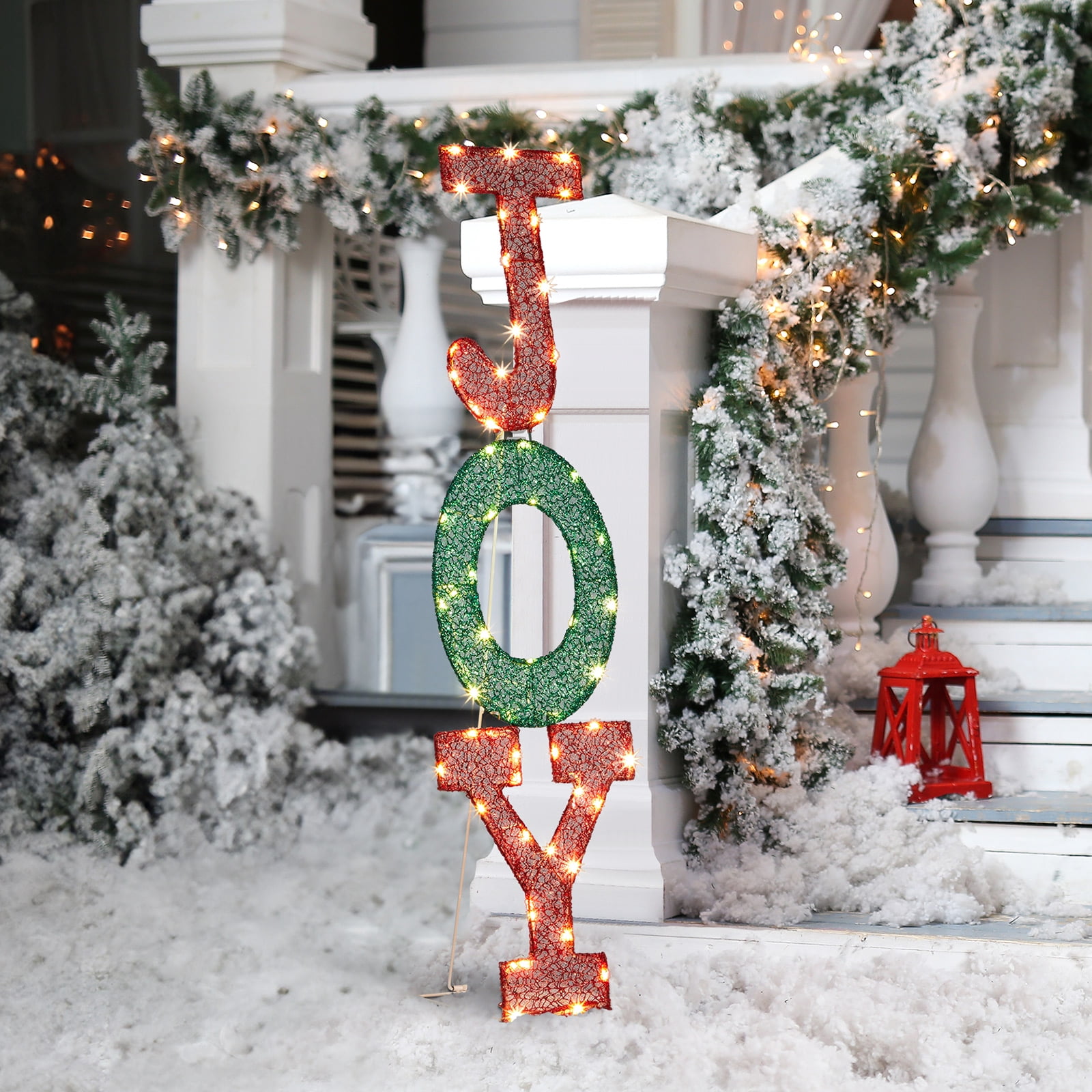 Zimtown Outdoor Christmas Lighted JOY Letter Sign for Yard Decorations ...