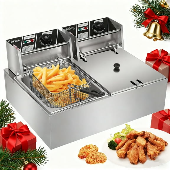 Commercial Deep Fryer,12L/12.7Qt Dual Tank Countertop Gas Fryer with ...