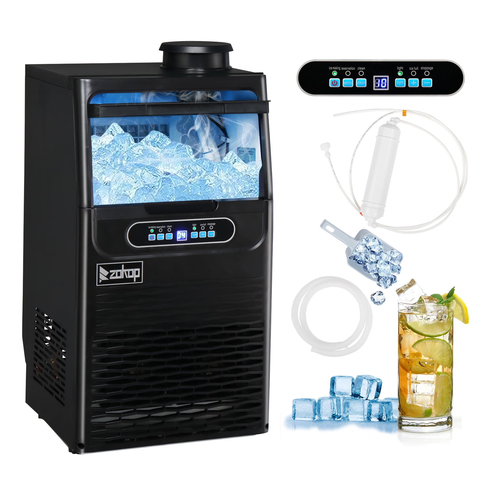 Zimtown Commercial Ice Maker, 90lbs/24H, 11lbs Storage, Freestanding ...