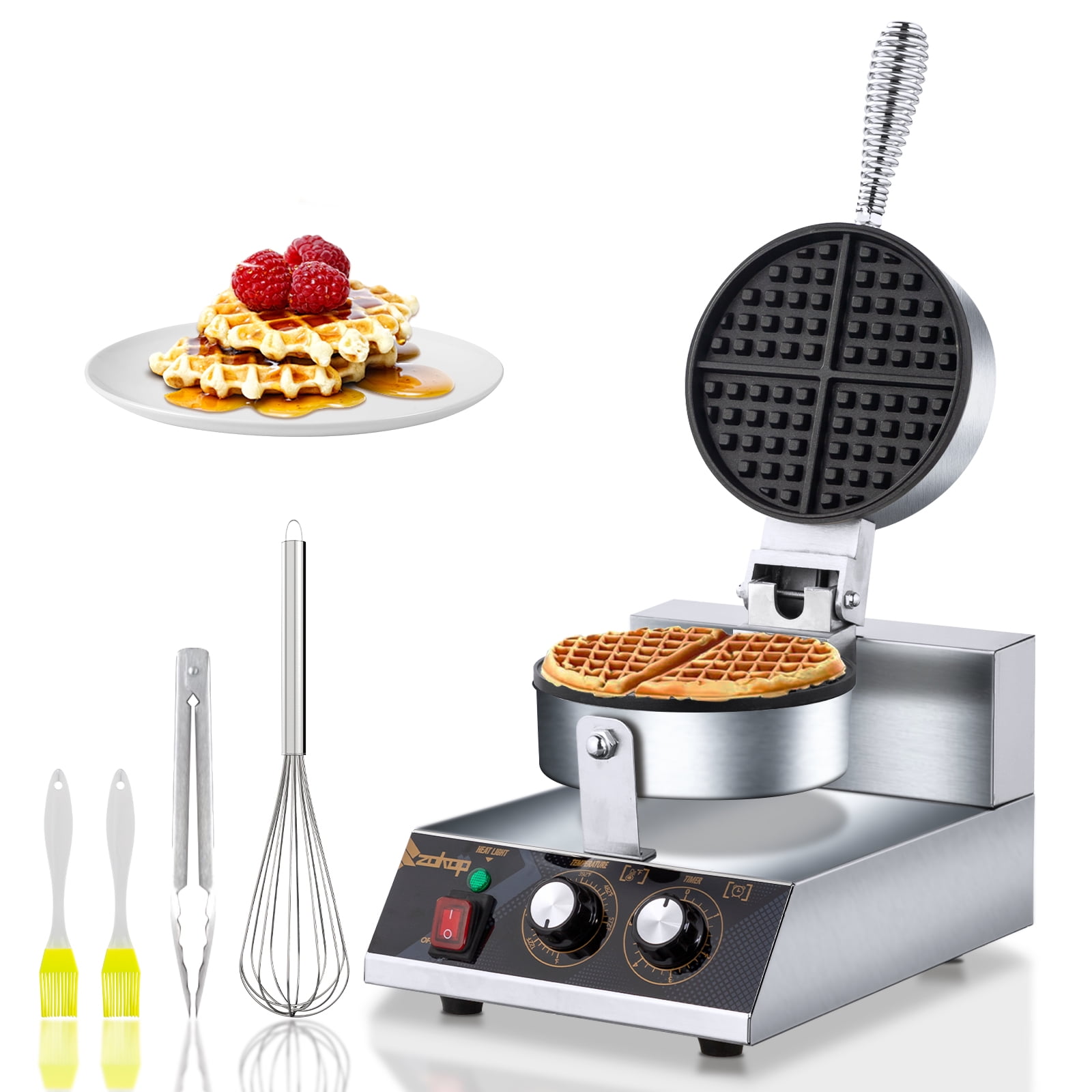 Zimtown Commercial Round Waffle Maker Nonstick 1100W Stainless Steel ...