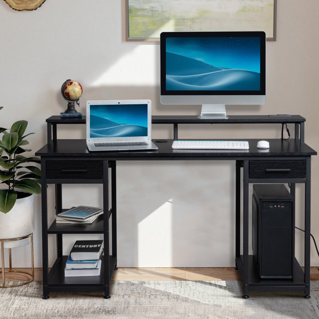Zimtown Computer Desk with 2 Power Outlets&USB, Adjustable Lighted ...
