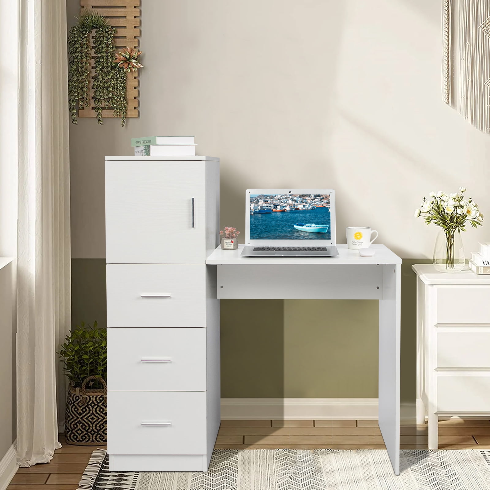 Zimtown Computer Desk With 2 Power Outlets&usb, Study Writing Table