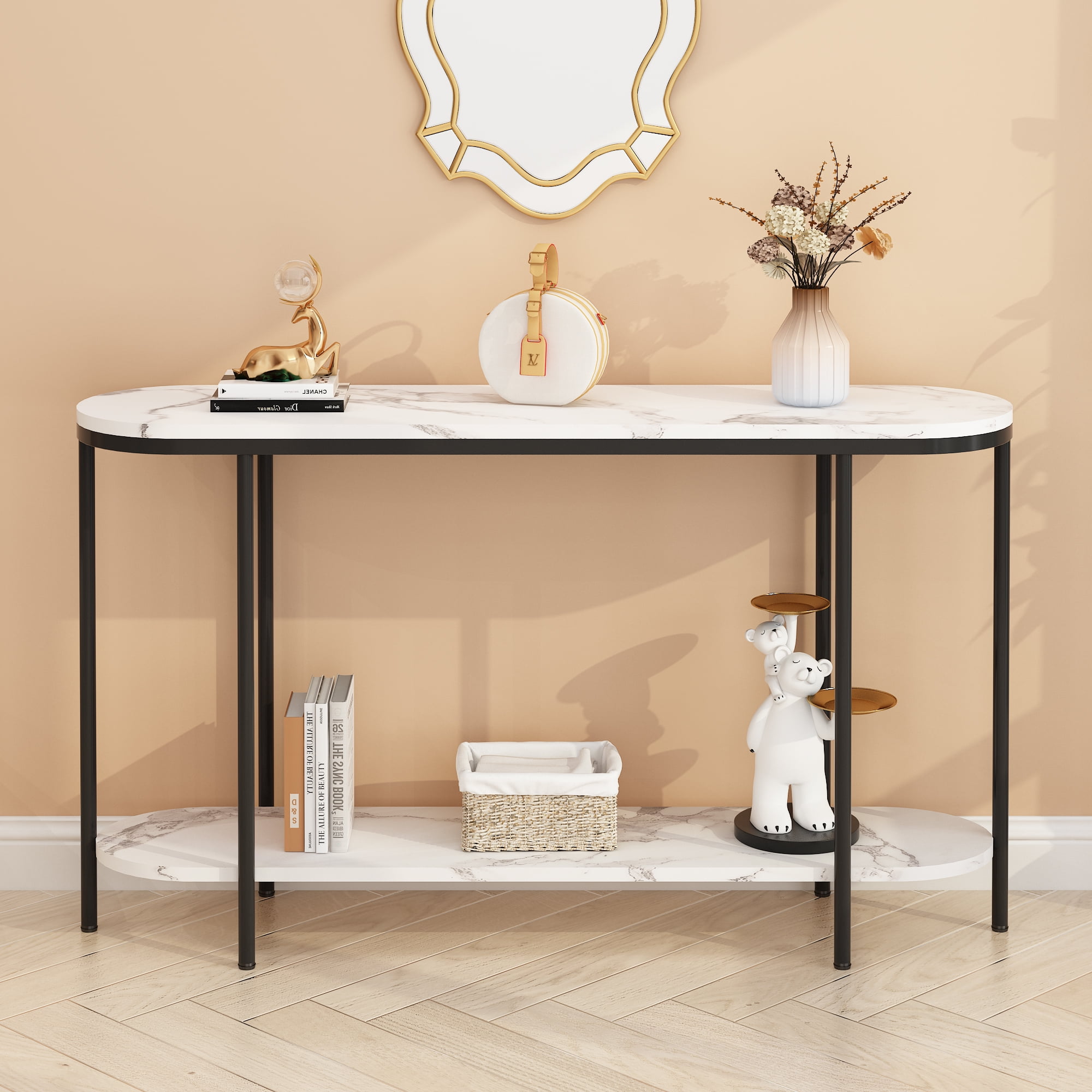 Zimtown Console Entryway Table 2-Tier for Entrance with Storag Shelves ...