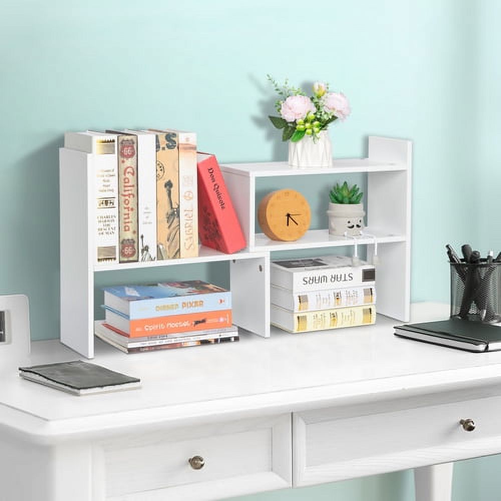 Zimtown Desktop Organizer Office Storage Rack Adjustable Wood Desk ...