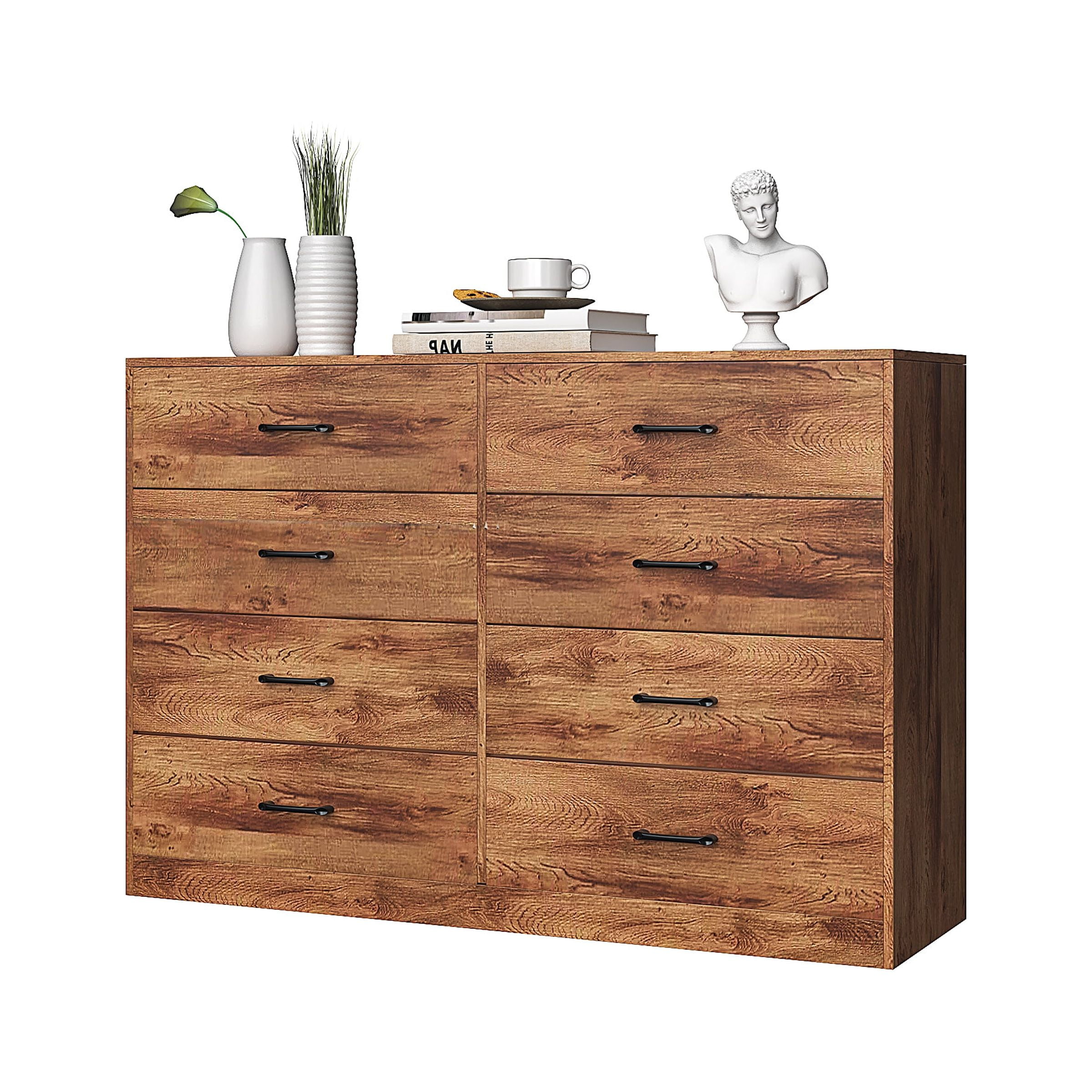 Zimtown Extra Large Double Dresser, 57'' Wide 8-Drawer Chest for ...