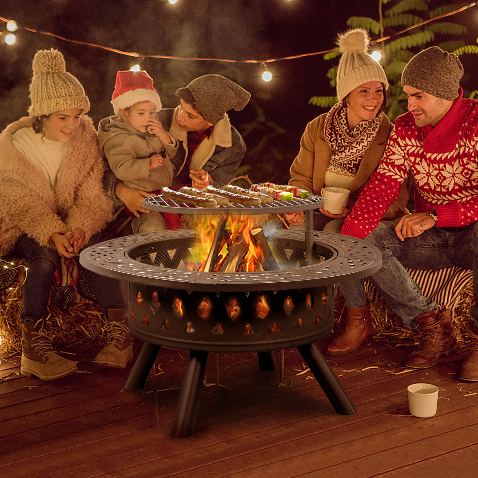 Amish-Made Fire Pit with Grill Attachment - Walmart.com