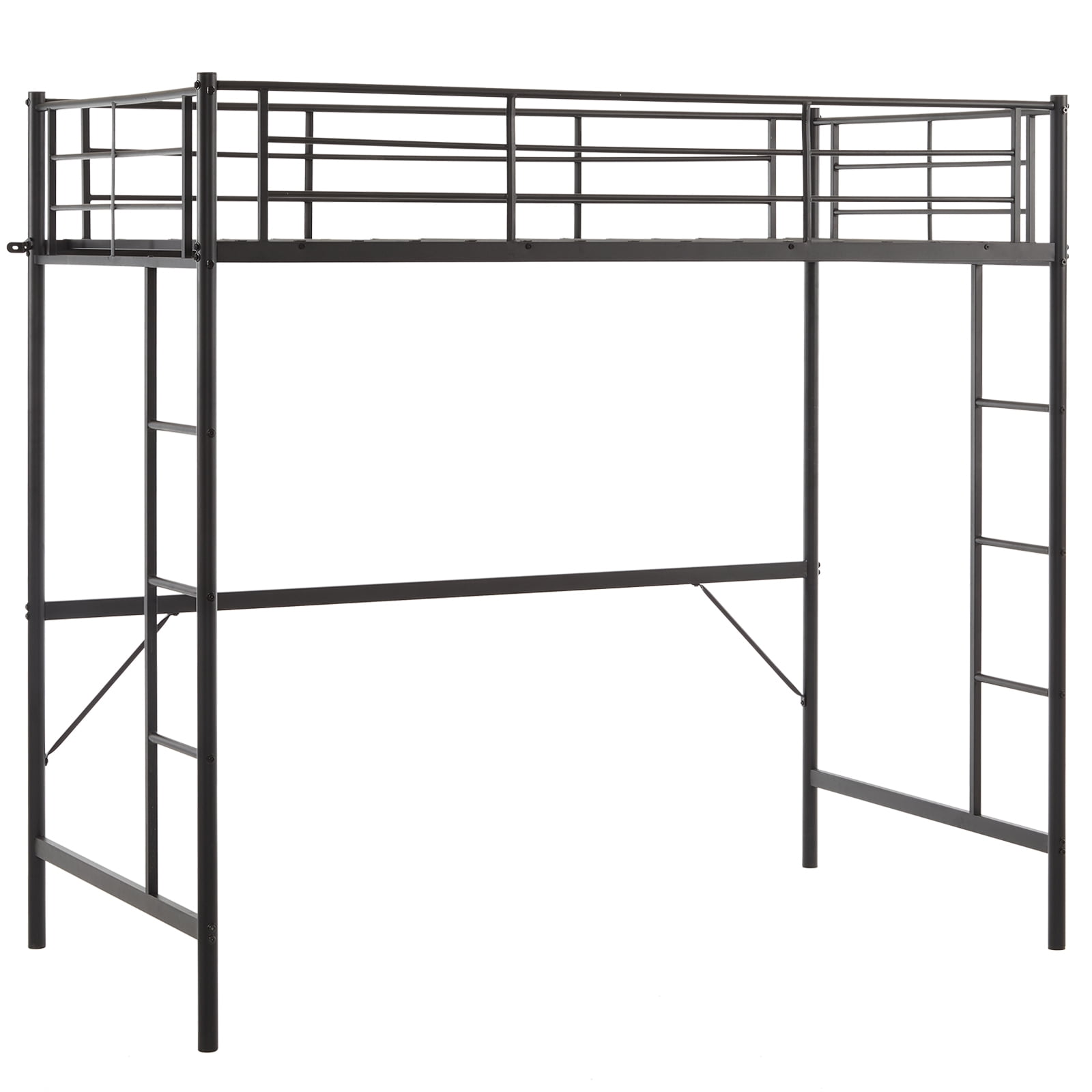 Zimtown Full Loft Bed with Stairs Metal Single Loft Bunk Bed with ...