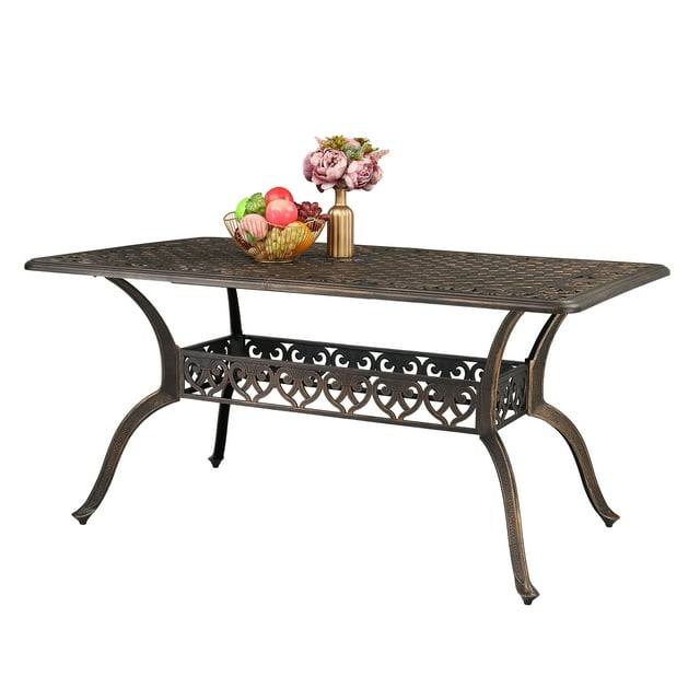 Zimtown Garden Cast Aluminum Dining Table, 59in Folding Bistro Patio ...