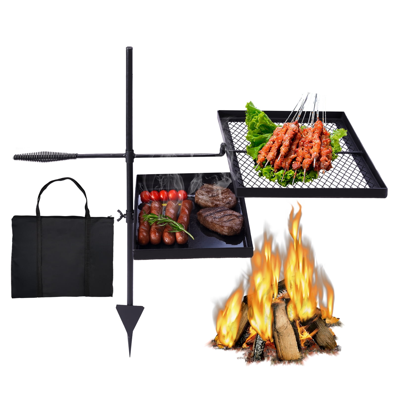 Zimtown Grill Campfire 2 Level Grate Swing Cooking Stand,BBQ Grill ...