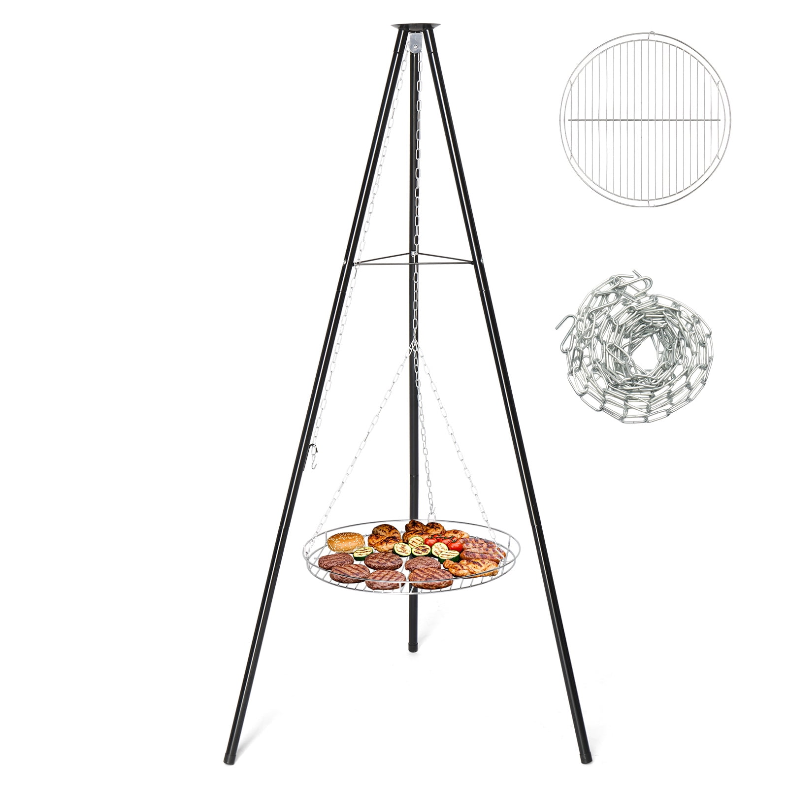 Zimtown Grill Swing Campfire Cooking Set,Tripod Cooker BBQ Grill with ...