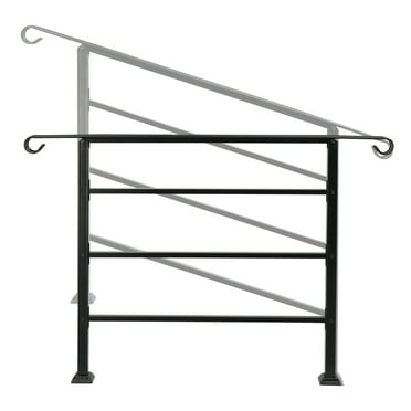 BENTISM Outdoor Wrought Iron Handrail Staircase Porch Railing for 1-4 ...
