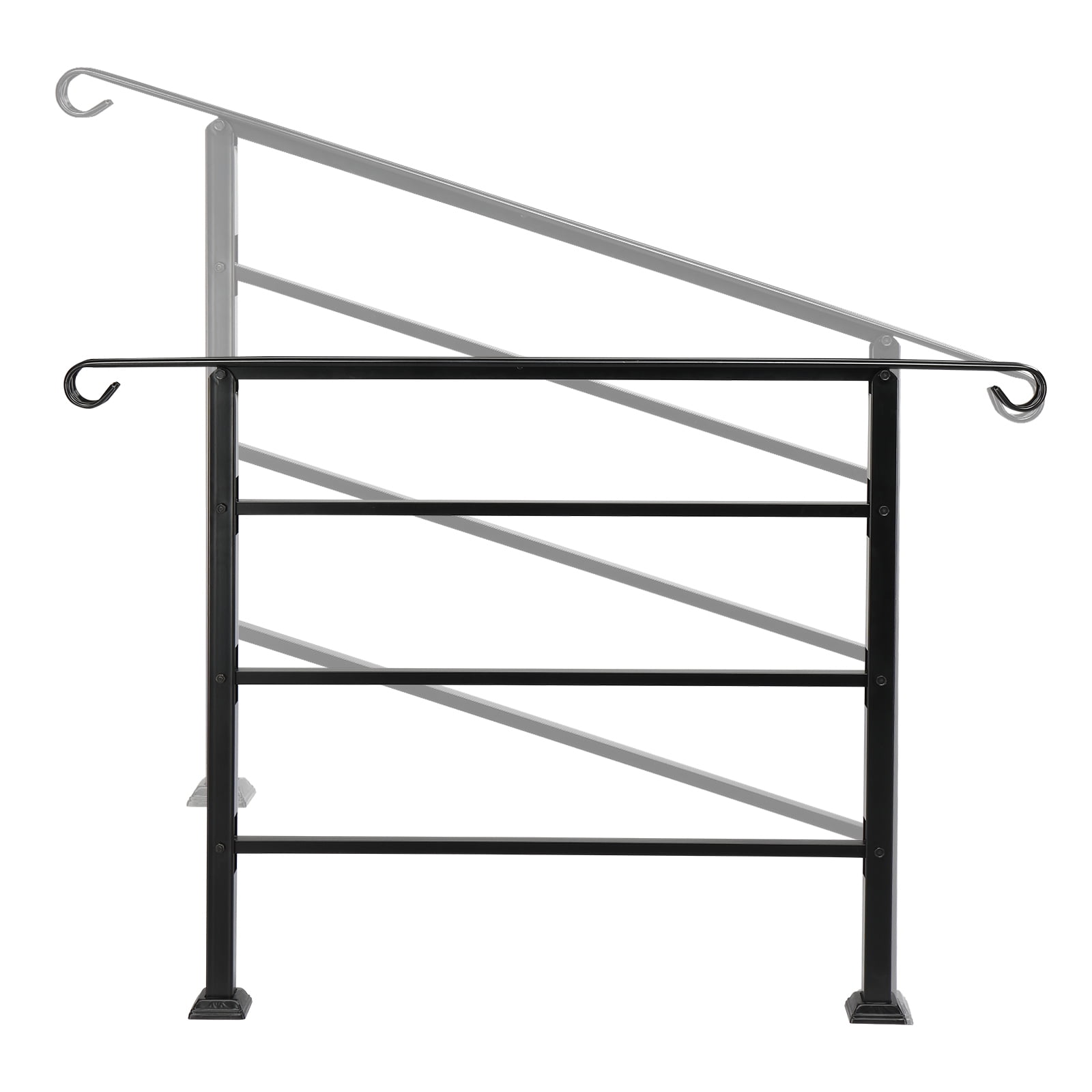 Zimtown Outdoor Metal Hand Railings for 1-3 Steps - Wrought Iron, White ...