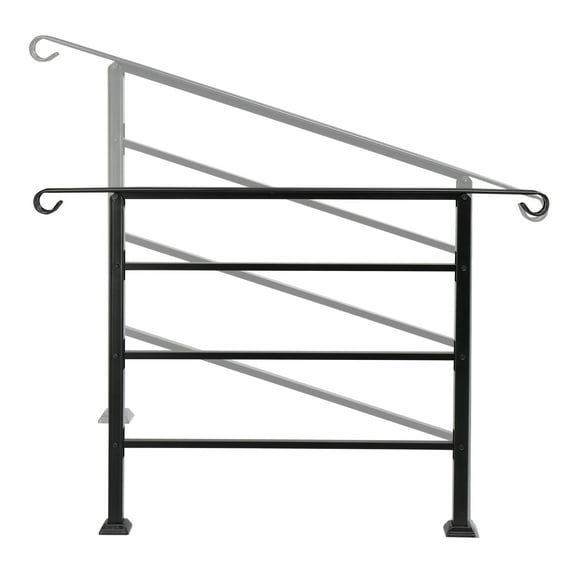 Zimtown Outdoor Metal Hand Railings for 1-3 Steps - Wrought Iron, White ...