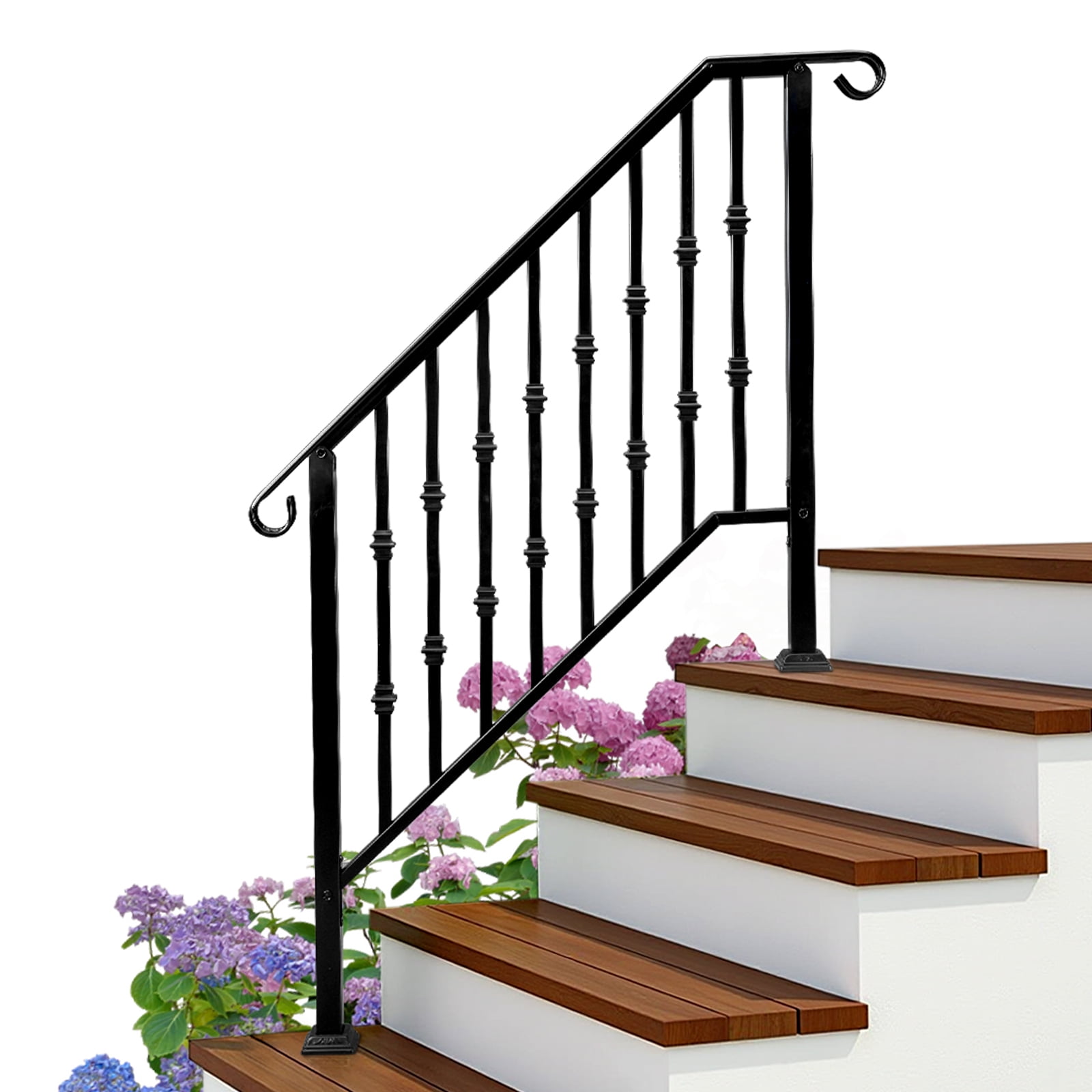 Zimtown Handrail for Stairs Outdoor Steps Handrail Fits 3 or 4 Steps w ...