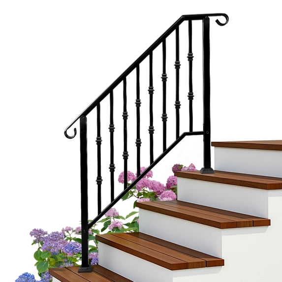 Zimtown Handrail for Stairs Outdoor Steps Handrail Fits 3 or 4 Steps w ...