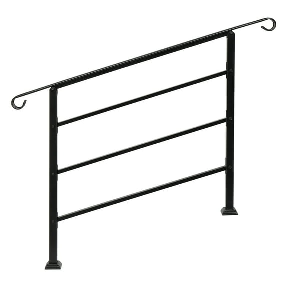 GJWL Handrails for Outdoor Steps, Black Wrought Iron Handrail Fits 3 or ...