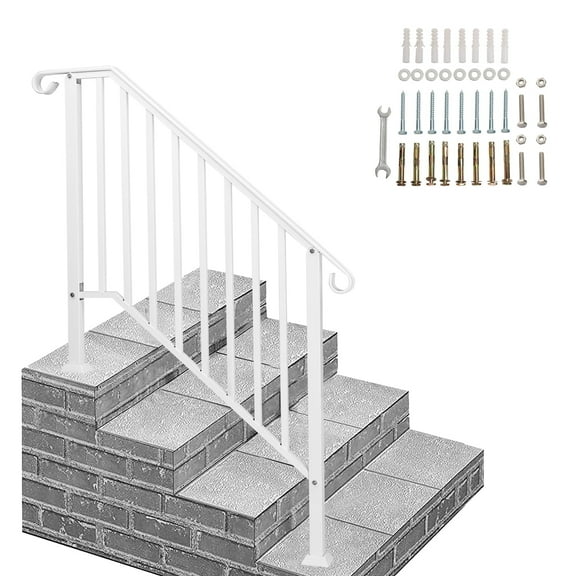 Handrails for Outdoor Steps Fits 1 to 4 Steps, Wrought Iron Stair ...