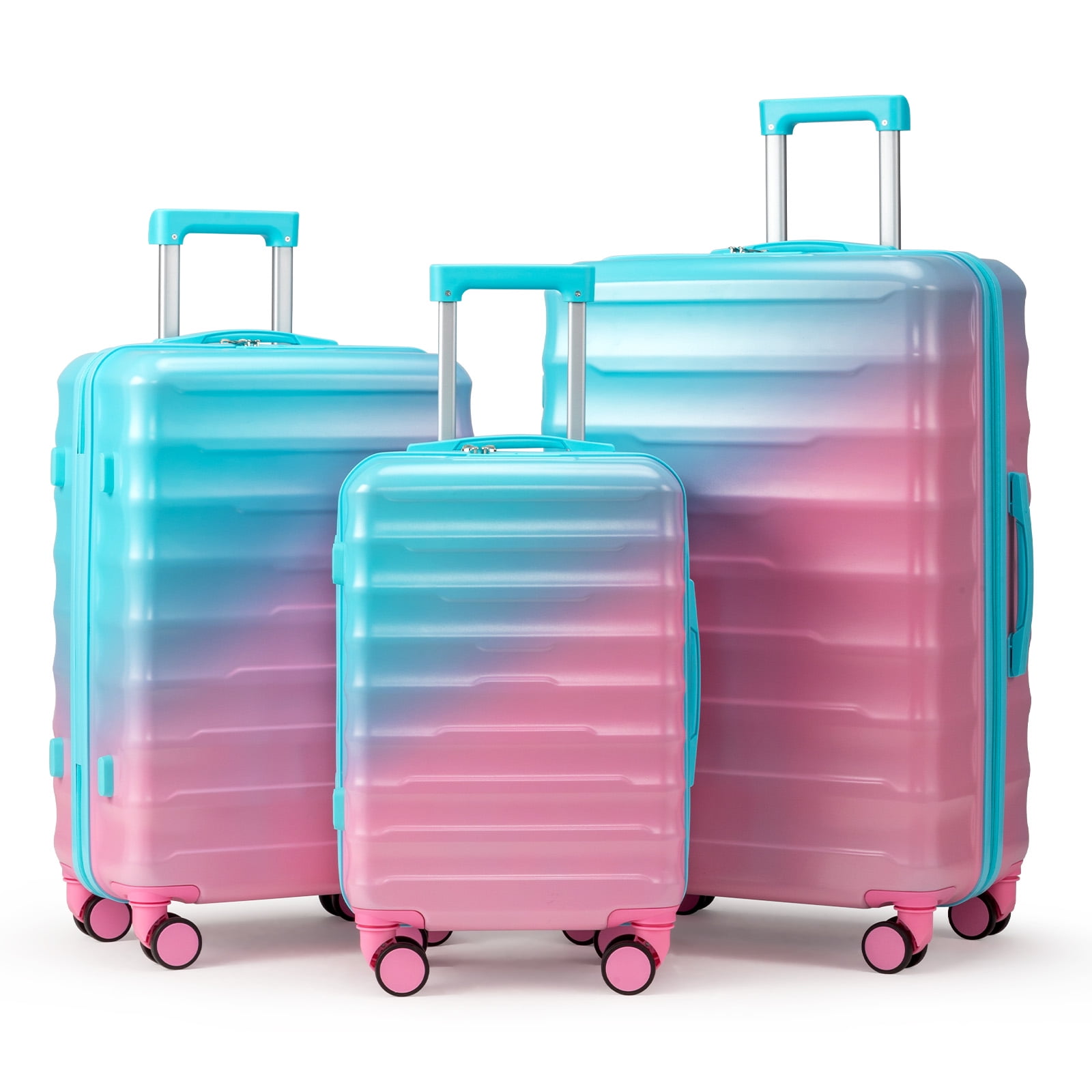 Zimtown Hardshell Luggage Sets 3 Piece Gradient Color Suitcase with TSA ...
