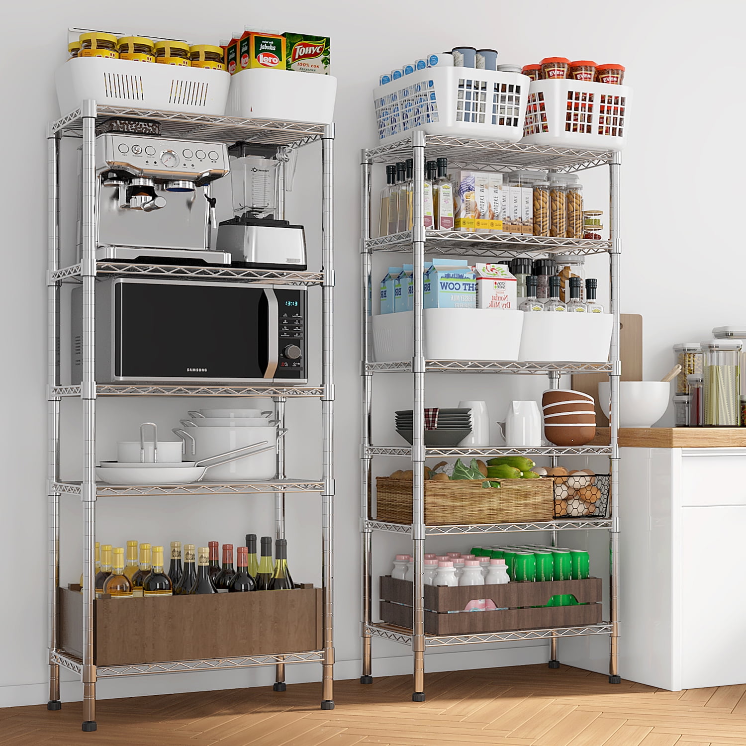 Zimtown Heavy Duty Storage Shelves, 63"W Wire Shelving Unit, Adjustable ...