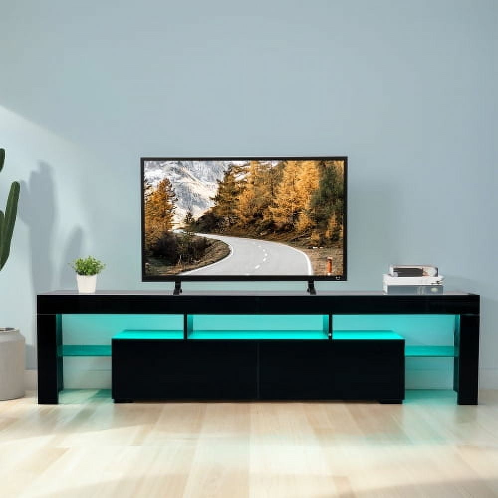 Zimtown Modern LED TV Stand, LED Lighted Table for TVs up to 75'', Home ...