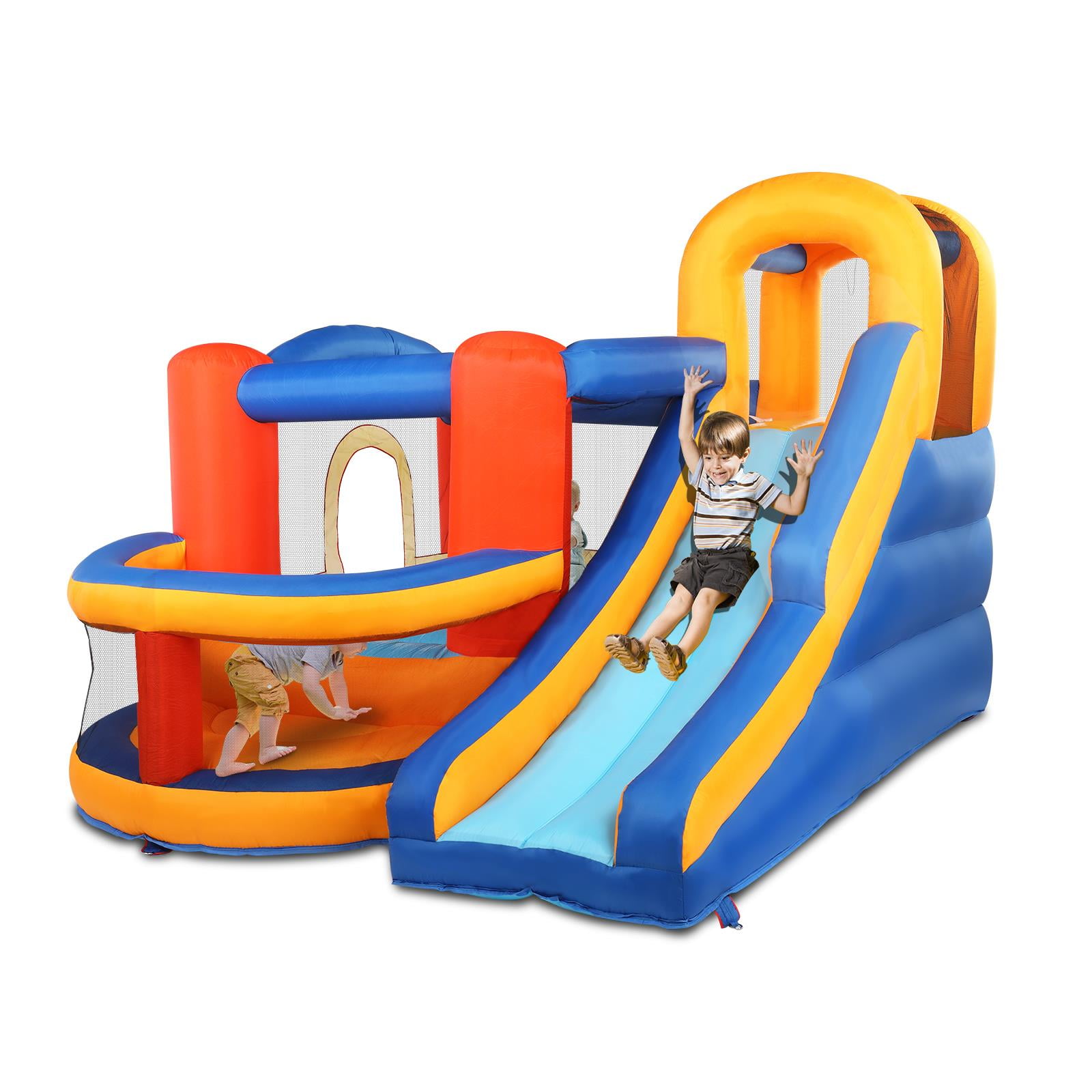 Zimtown Inflatable Castle, Kids Jump Bounce House with Ball Pit, Slide ...