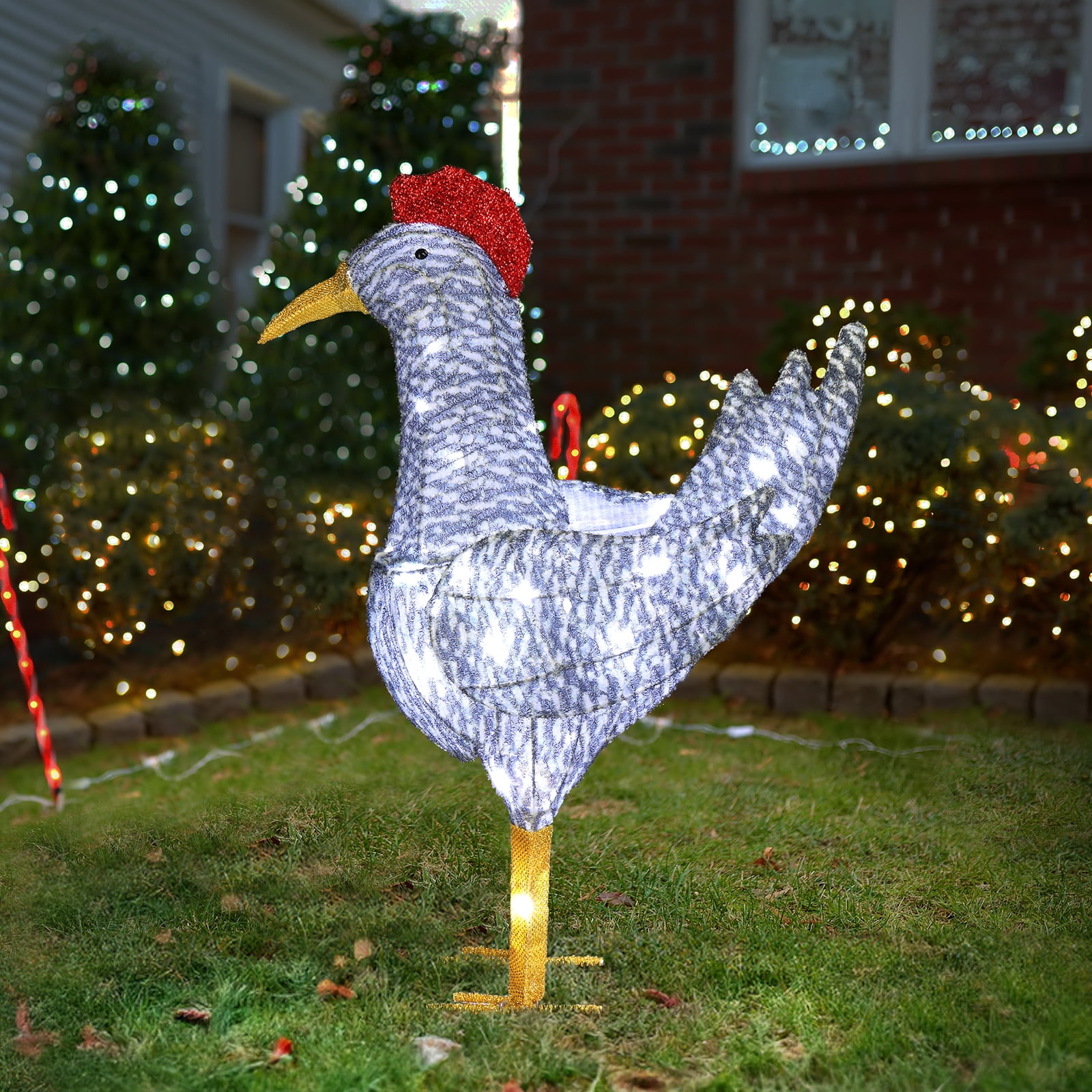 Zimtown Lighted Christmas Chicken Decoration for Yard,Lawn,Garden Decor ...