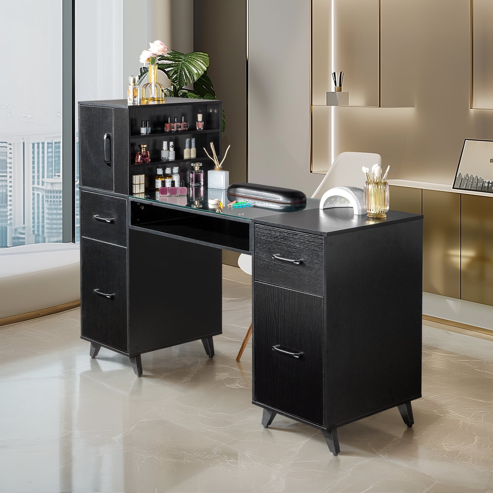 Zimtown Manicure Table with Drawers, Storage Shelves Spa Beauty Salon ...