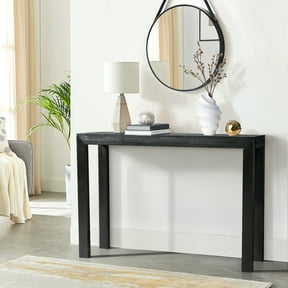 Modern Travertine Texture Console Table – 46.8" Narrow Stone Entryway ...